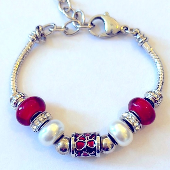 bella Perlina | Jewelry | Bella Perlina Red And Silver Charm Bracelet ...